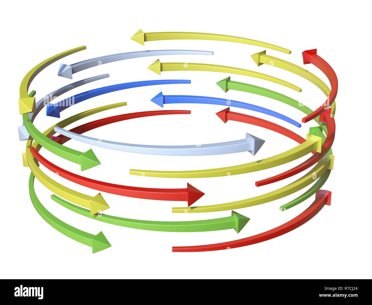 Colorful arrows cylinder chart 3D rendering illustration isolated on ...