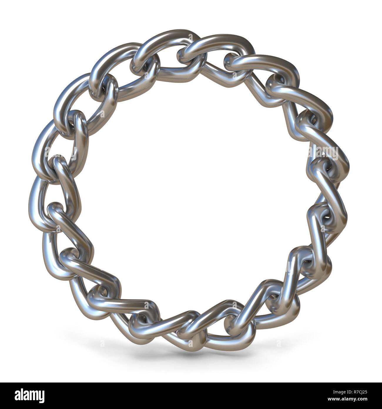 Silver chain in shape of circle 3D rendering illustration isolated on ...