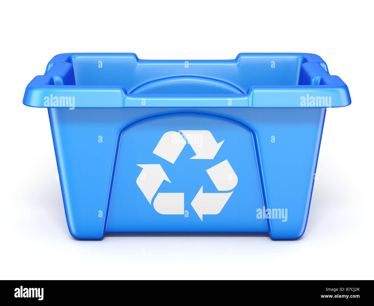 Blue recycle bin 3D rendering illustration isolated on white background ...