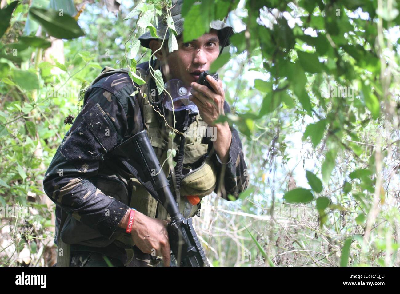 A Philippine Soldier, 1st Scout Ranger Regiment, along with U.S ...