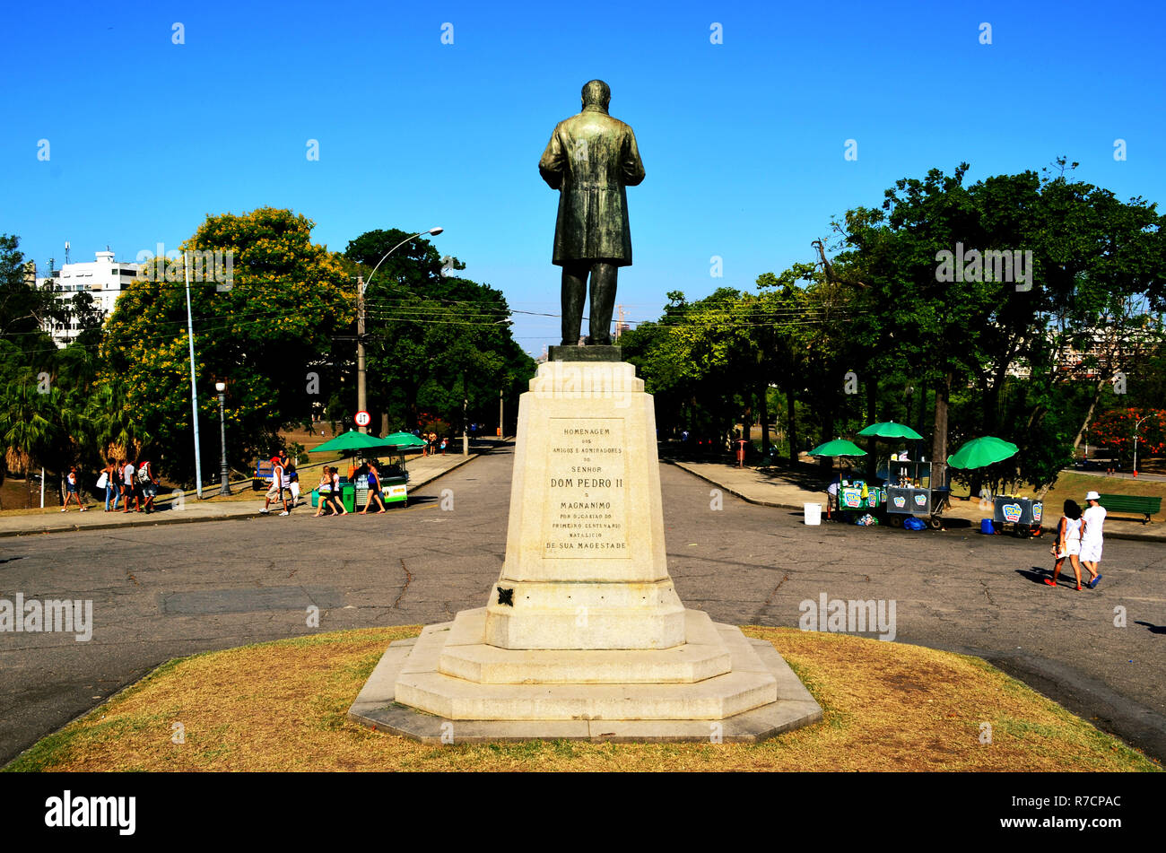 A statue of Dom Pedro II at Quinta da Boa Vista Municipal Park ...