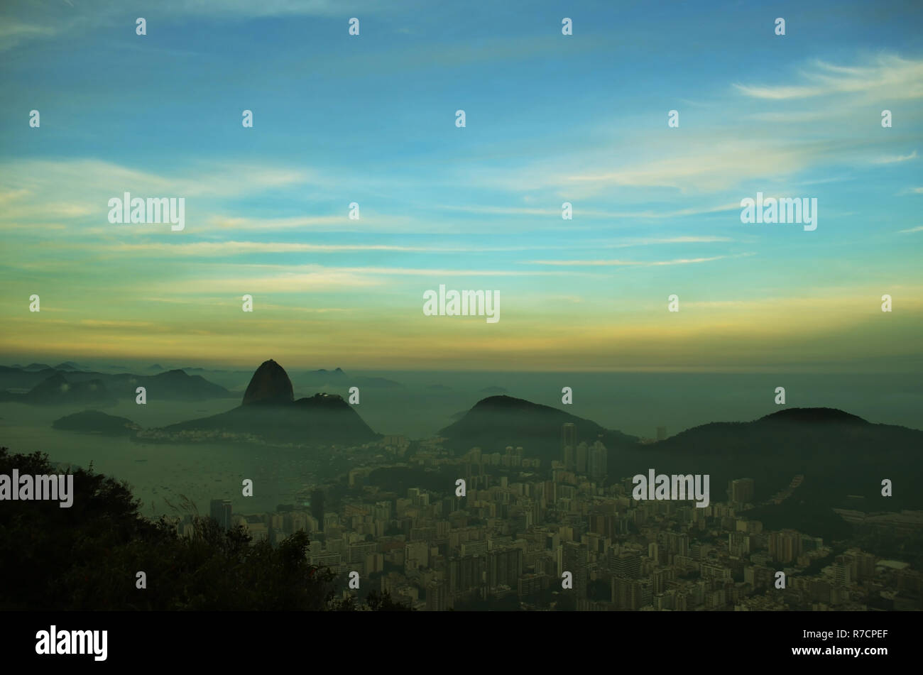Spectacular aerial view over Rio de Janeiro as viewed from Corcovado ...