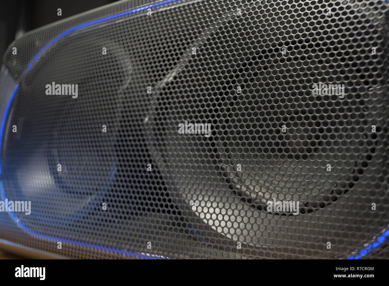 Loudspeaker grid texture in dark colors with round texture Stock Photo ...