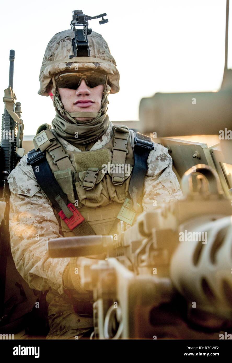 U.S. Marine Corps Pfc. Daniel Kreger with 3rd Low Altitude Air Defense ...