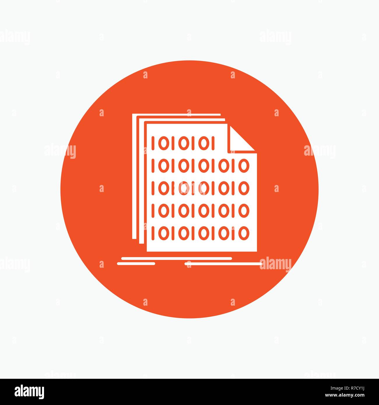 Binary Code Coding Data Document White Glyph Icon In Circle Vector Button Illustration