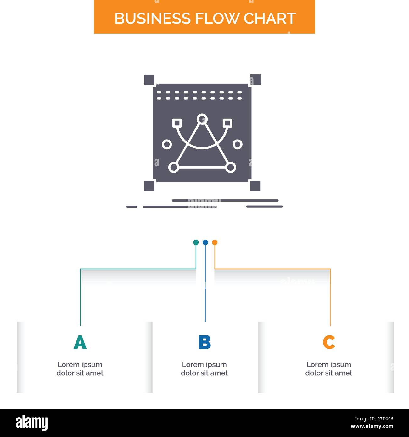 3d, edit, editing, object, resize Business Flow Chart Design with 3 Steps. Glyph Icon For ...