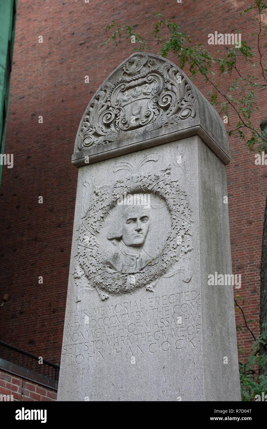 John Hancock's grave in the historic Granary Burial Ground on the ...