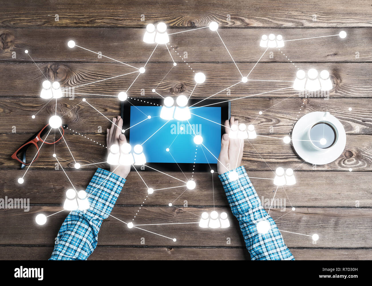 Concept of social communication and networking with social connection ...