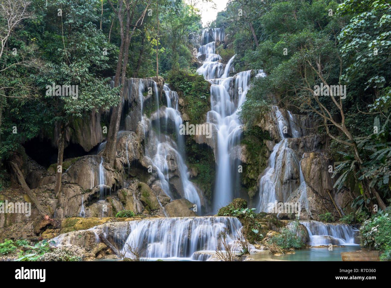Kuang Si waterfall near Luang Prabang Stock Photo - Alamy