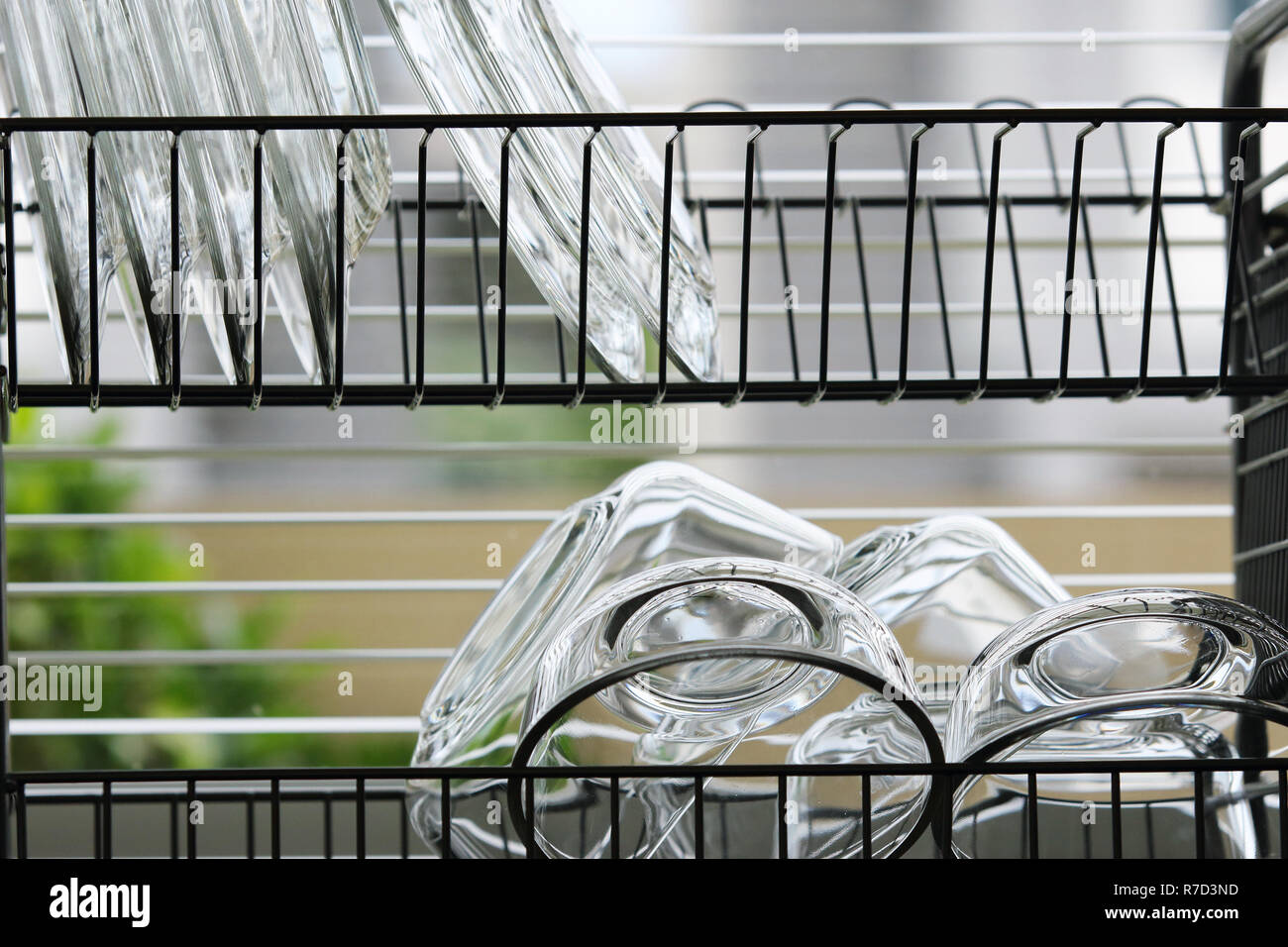 clean dish on a dish rack Stock Photo - Alamy