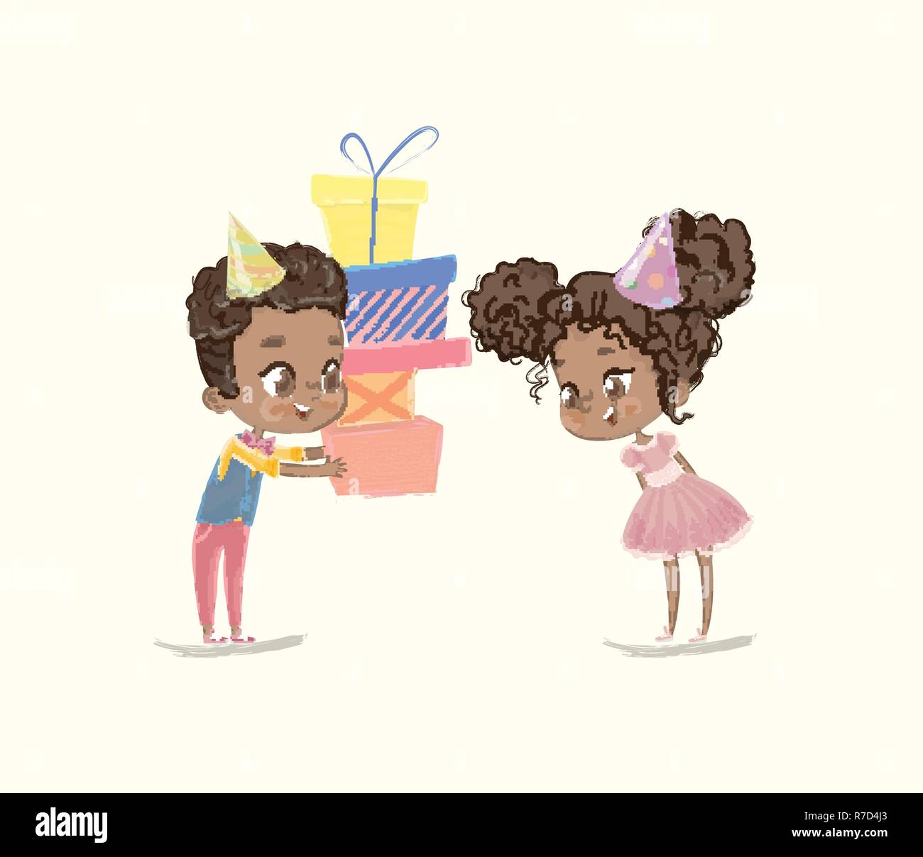 Boy Give Gift Cartoon High Resolution Stock Photography and Images - Alamy