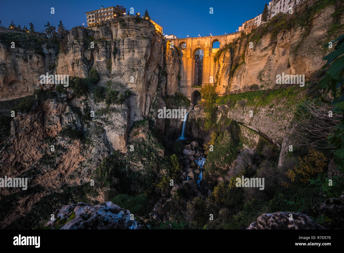 Ronda Spain at night Stock Photo - Alamy