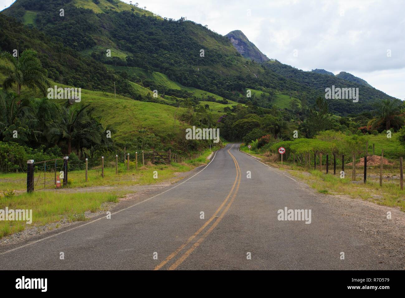 empty brazilian road at sunny cloudy day Stock Photo - Alamy