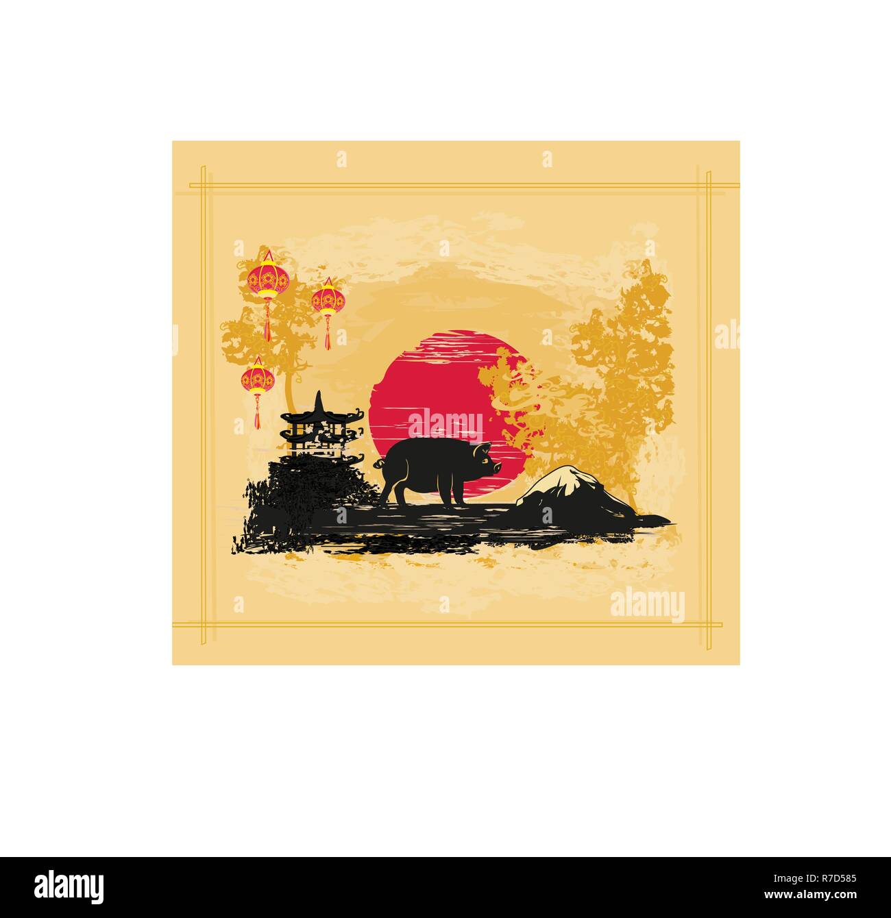 Chinese zodiac the year of Pig Stock Vector Image & Art - Alamy