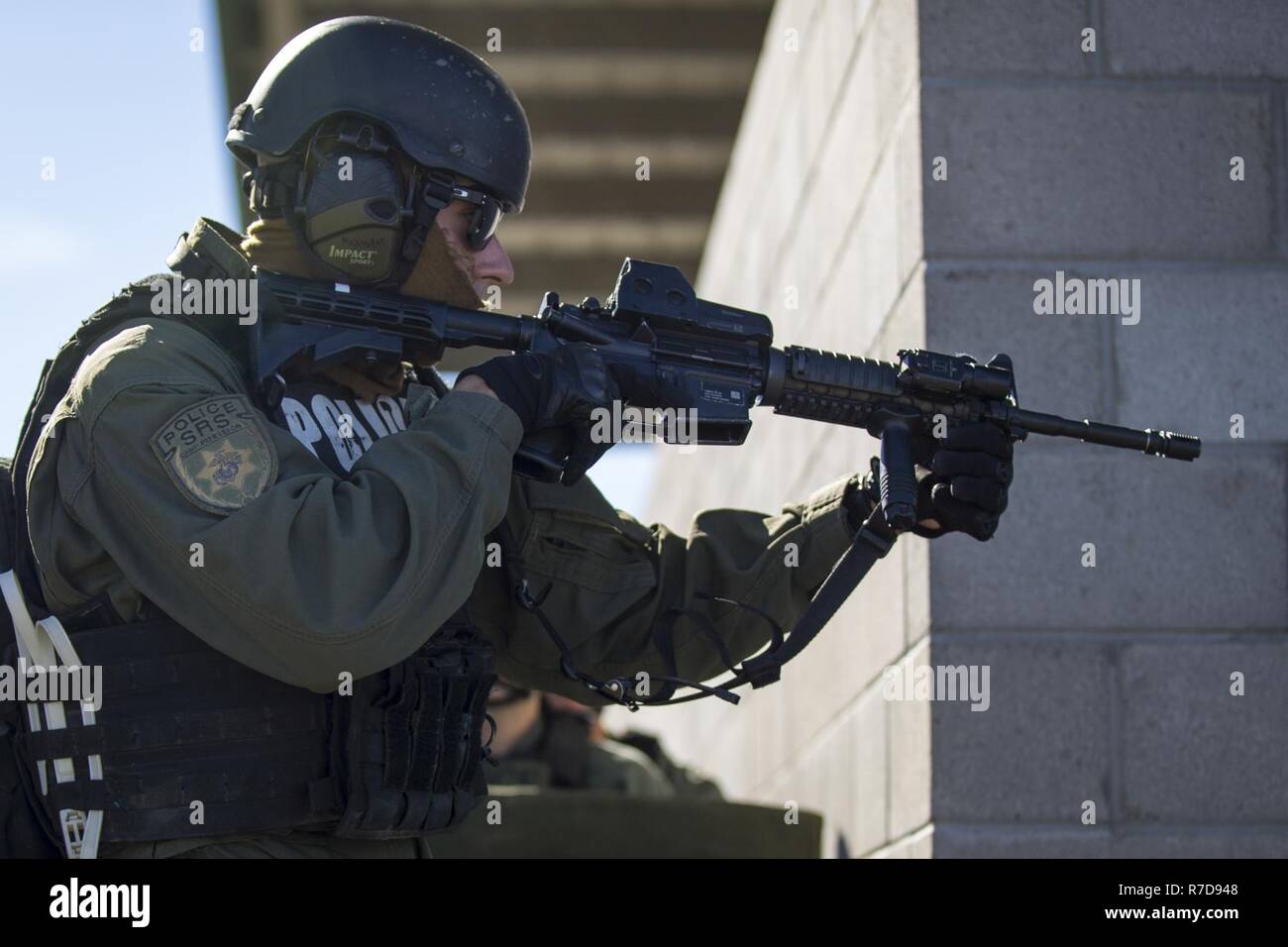 U.S. Marine Corps Sgt. Adam Maxwell, special reaction team (SRT) member ...