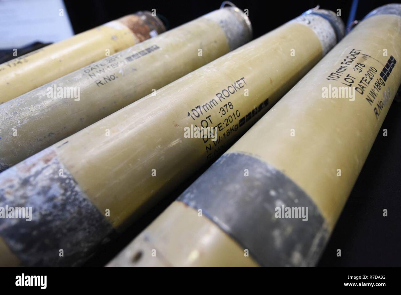 107mm Fadjr rockets Iran provided to the Taliban are seen at the ...