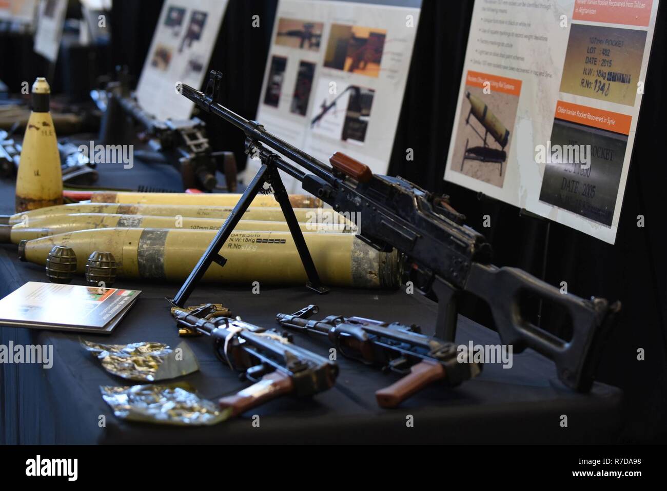 Iranian weapons are seen at the Iranian Materiel Display at Joint Base ...