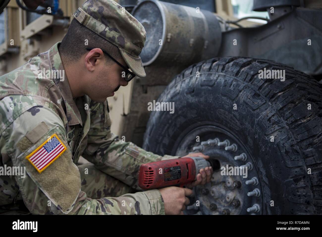 U.S. Army Spc. Anthony Carpio, a wheeled vehicle mechanic with 93rd ...