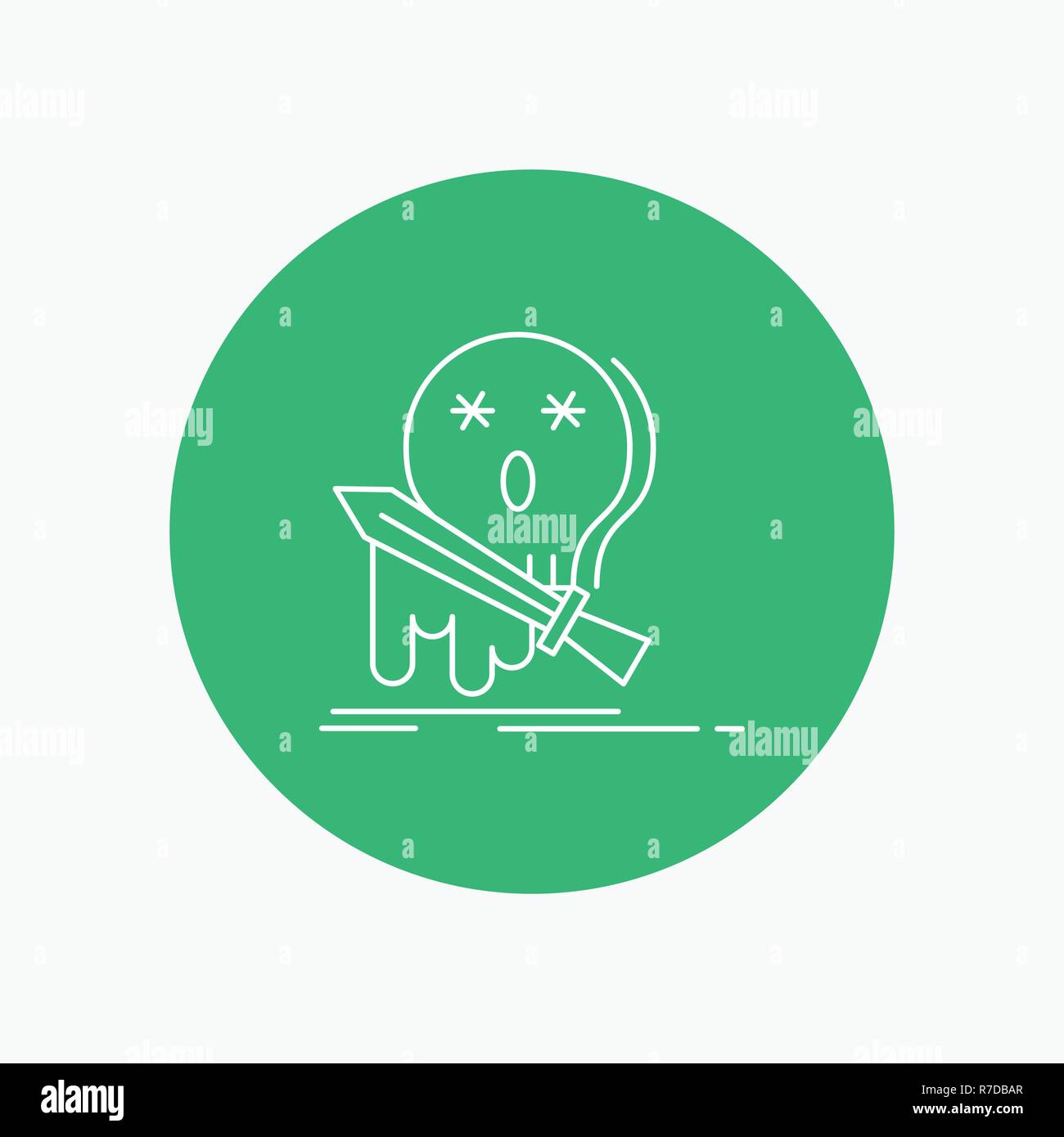 Death, frag, game, kill, sword White Line Icon in Circle background ...