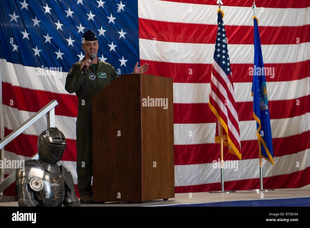 Lt. Col. Robert Miller, 308th Fighter Squadron commander, provides ...