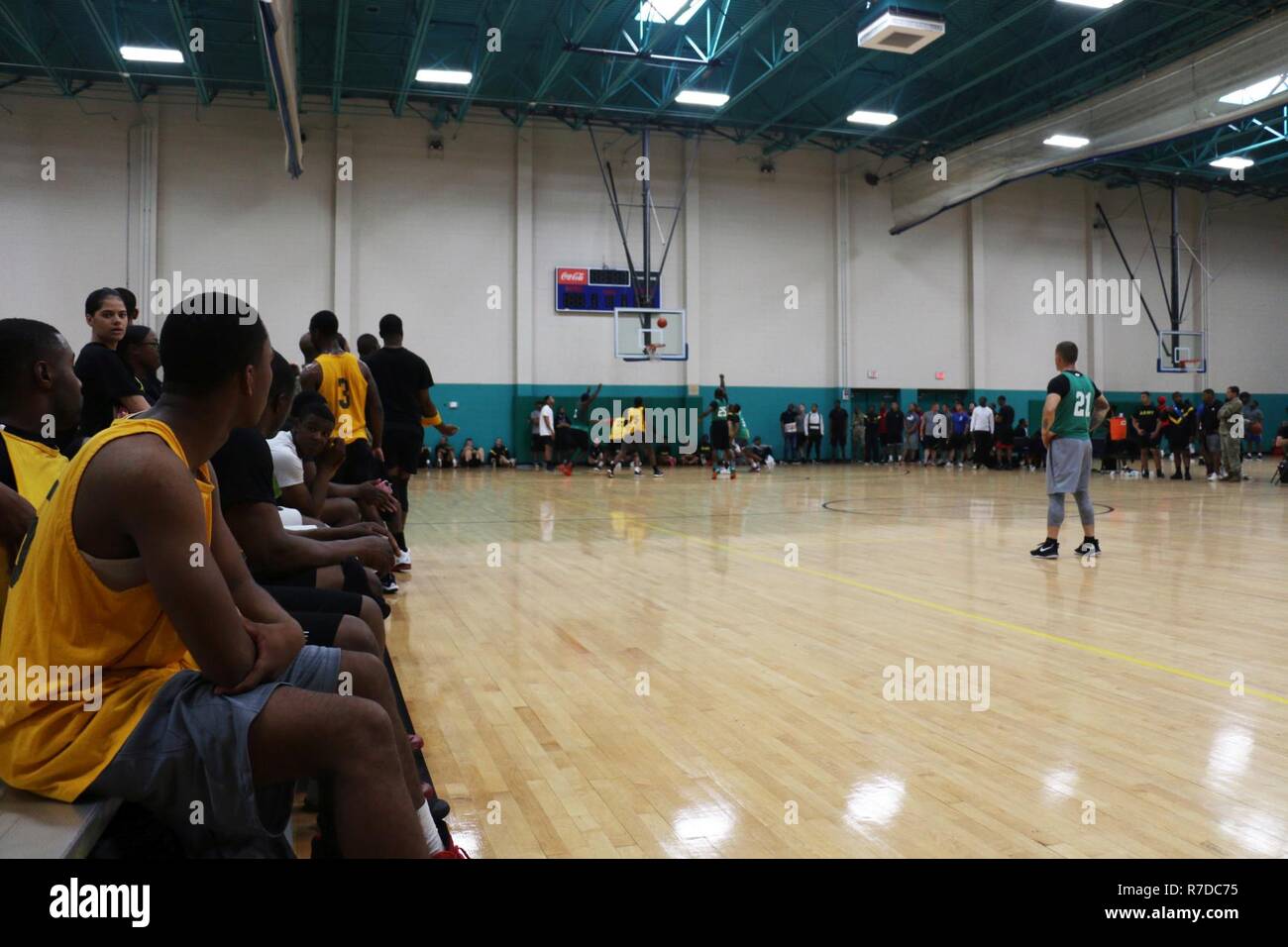 Soldiers of 63rd Expeditionary Signal Battalion, watch as the rival ...