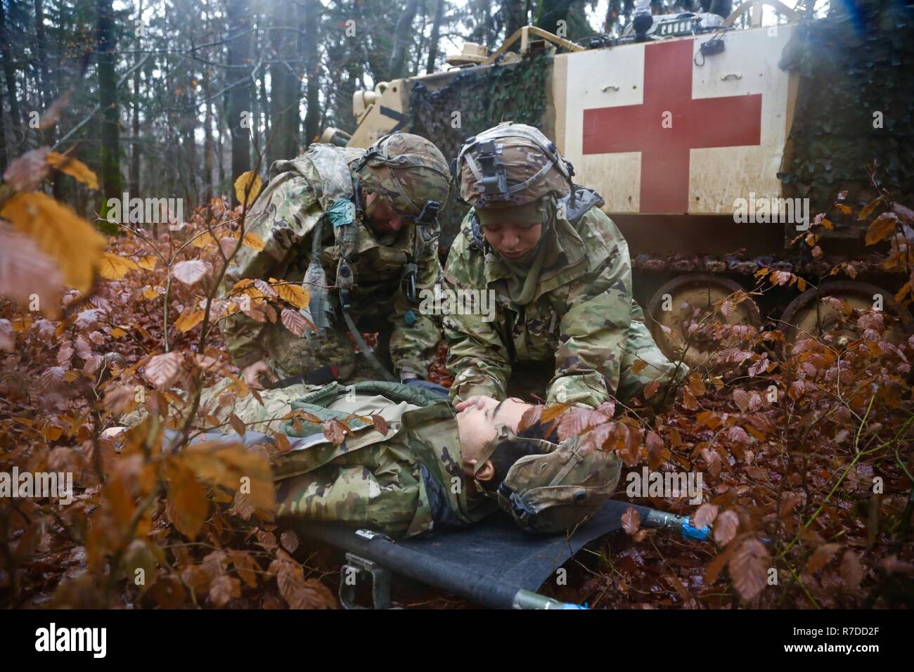 U.S. Army Sgt. Carmen Palmer and Spc. Tanner Hurst assigned to the 1st ...