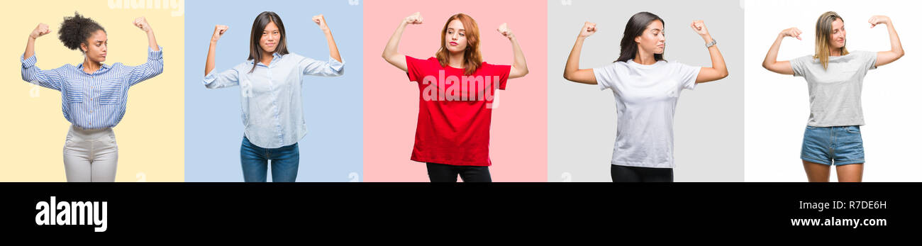 Collage of hispanic, african american, asian, indian women over vintage ...