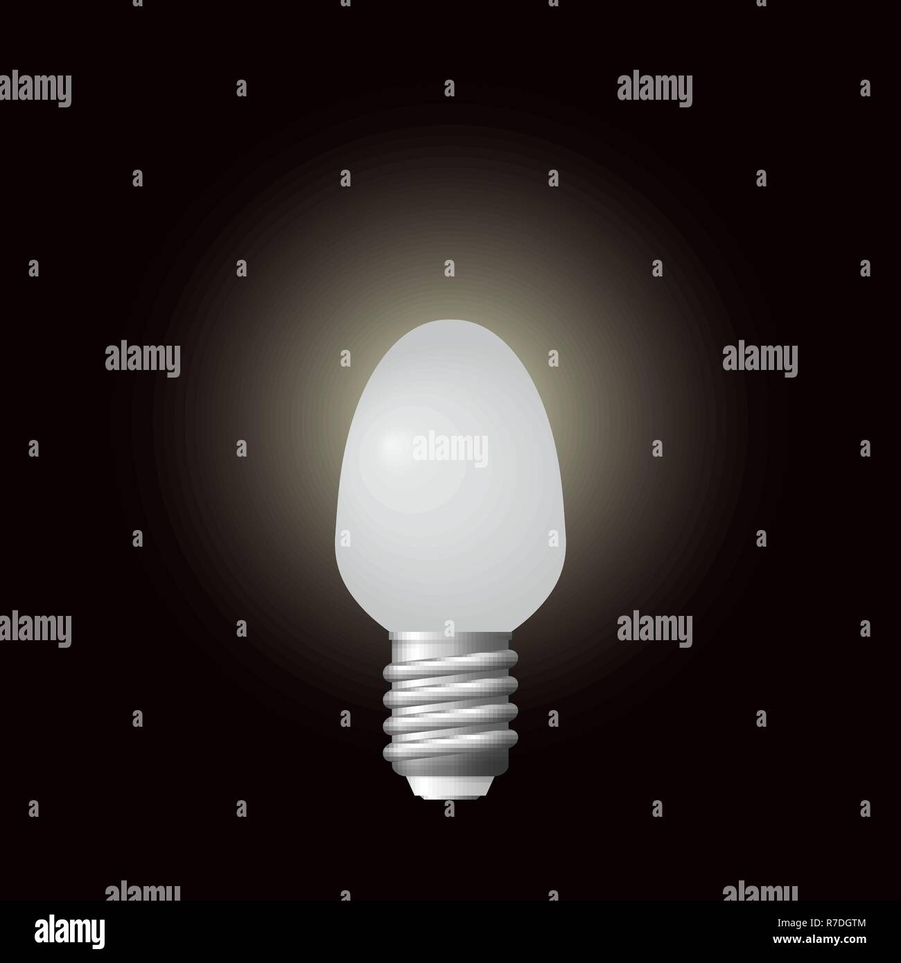 Glowing LED bulb in dark background. Vector illustration. 3d design ...
