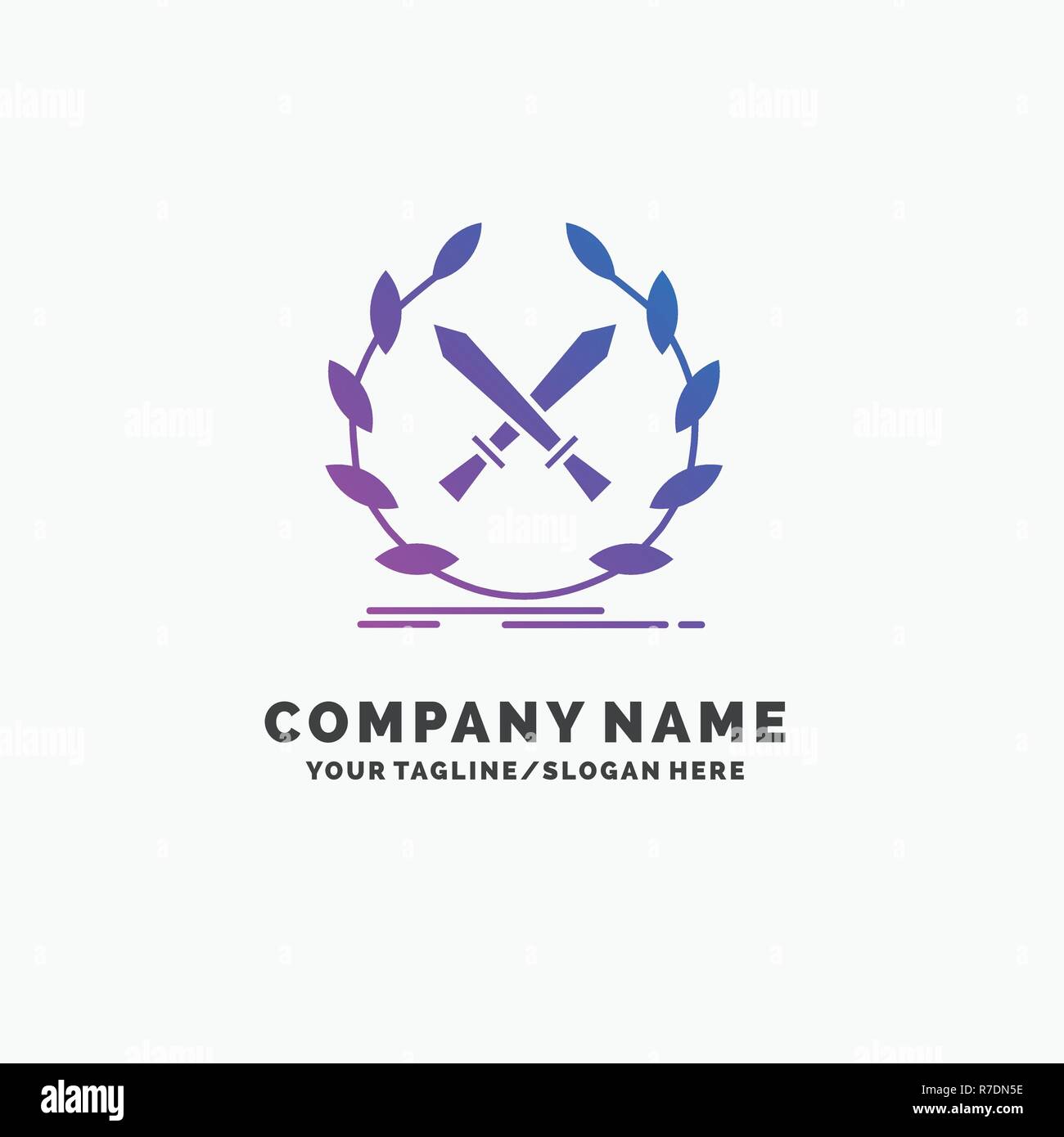 battle, emblem, game, label, swords Purple Business Logo Template ...