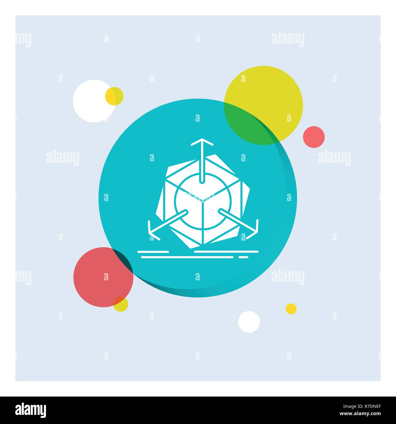 3d, change, correction, modification, object White Glyph Icon colorful Circle Background Stock ...