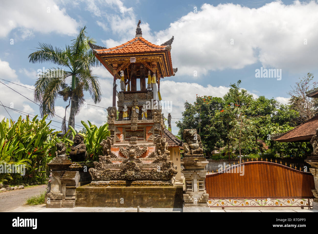 Bale kul-kul or Balinese drum pavilion at Balinese Hindu temple Pura ...