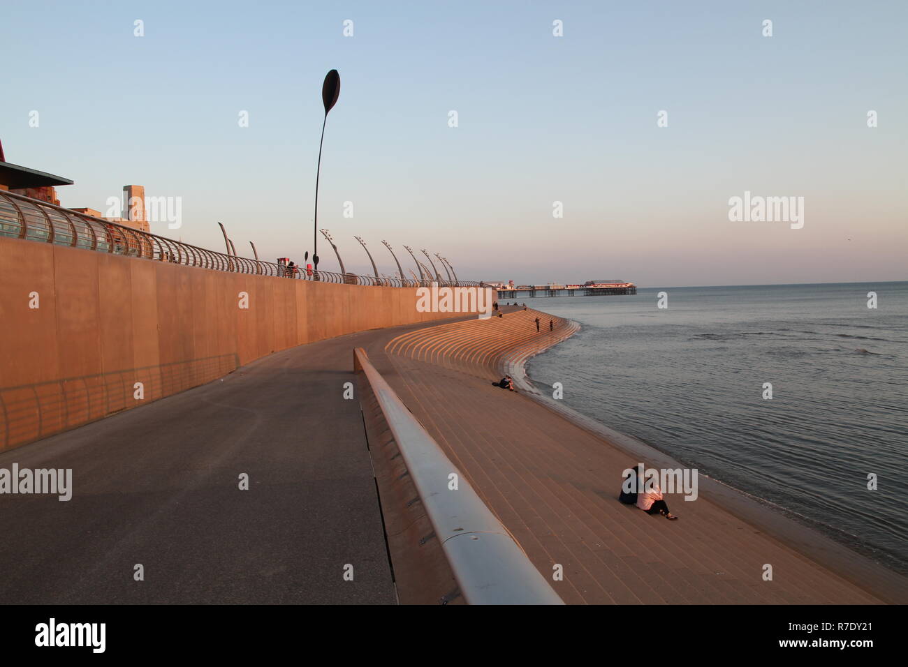 Blackpool seafront and Pier from the new promenade Blackpool Lancashire ...