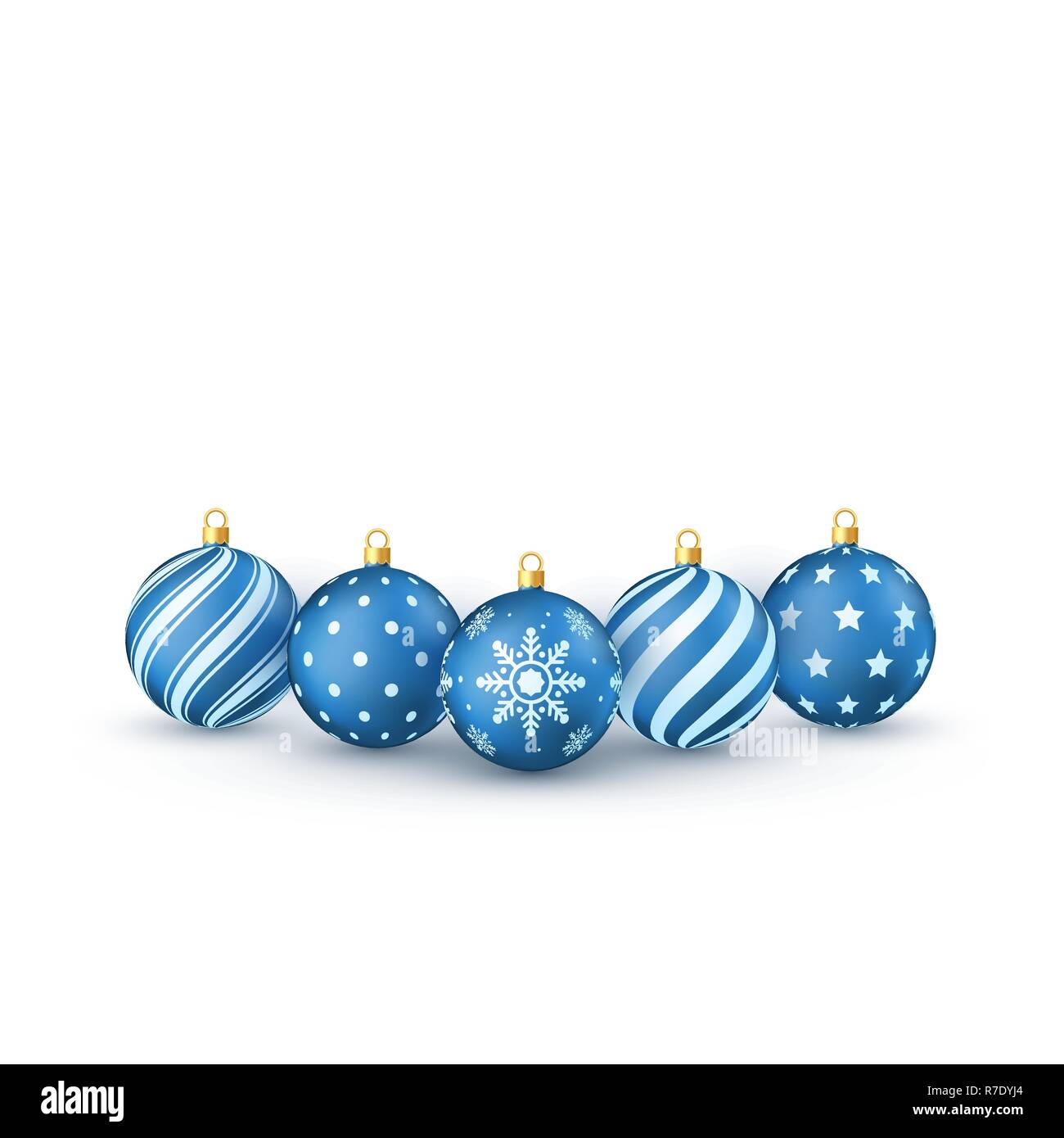 Blue Christmas balls Set. Holiday Decorative Elements. Vector ...