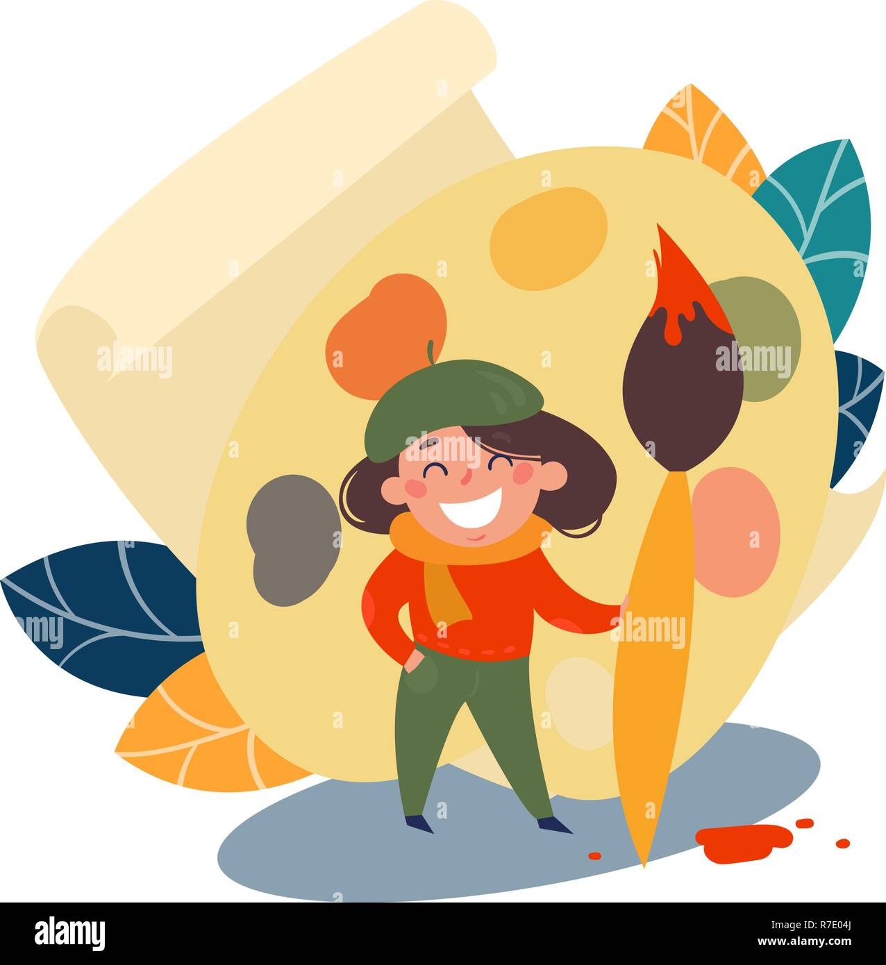 Kids profession. Artist girl with brush Stock Vector Image & Art - Alamy