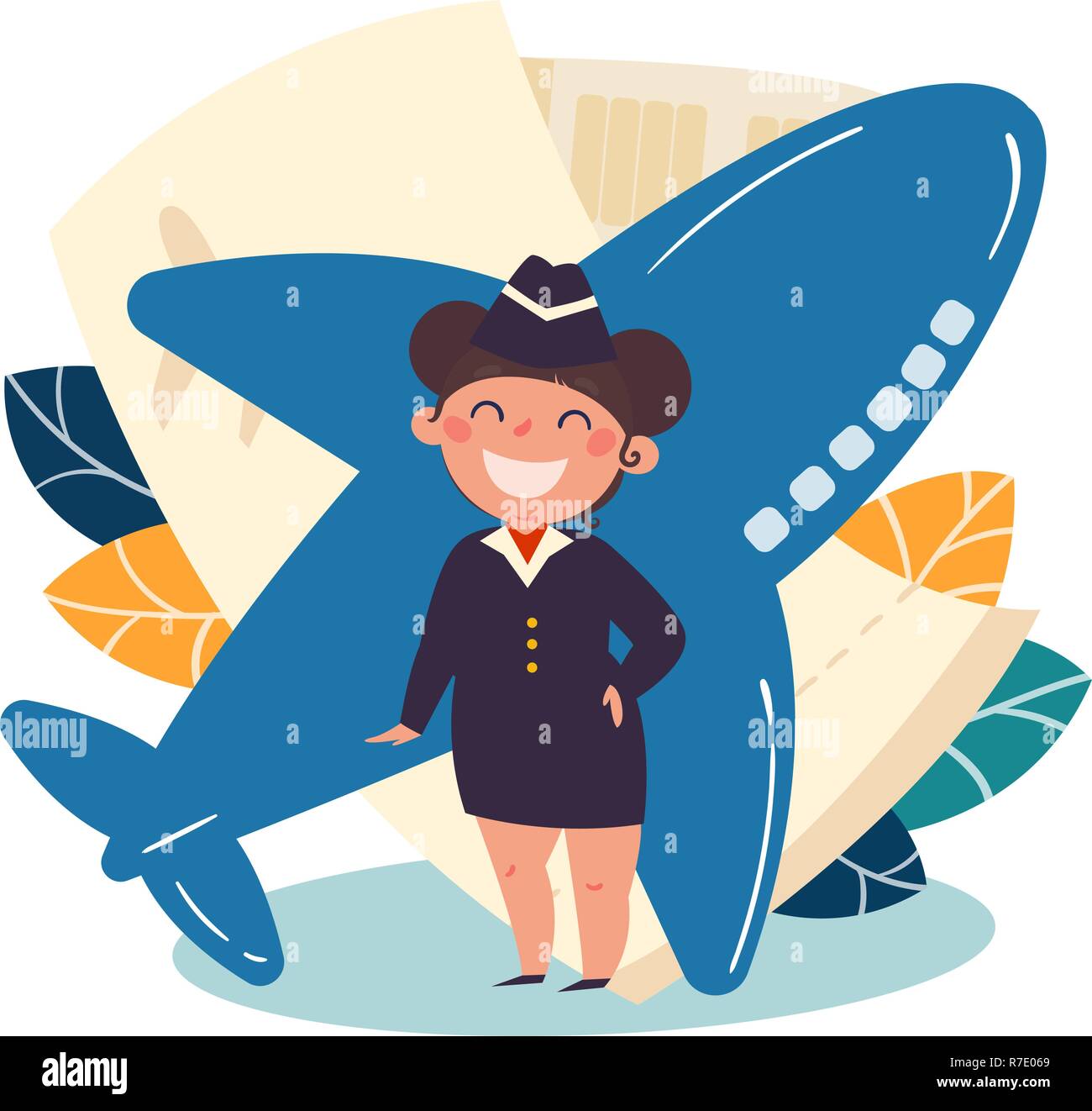 Children profession. stewardess, flight attendant Stock Vector Image ...