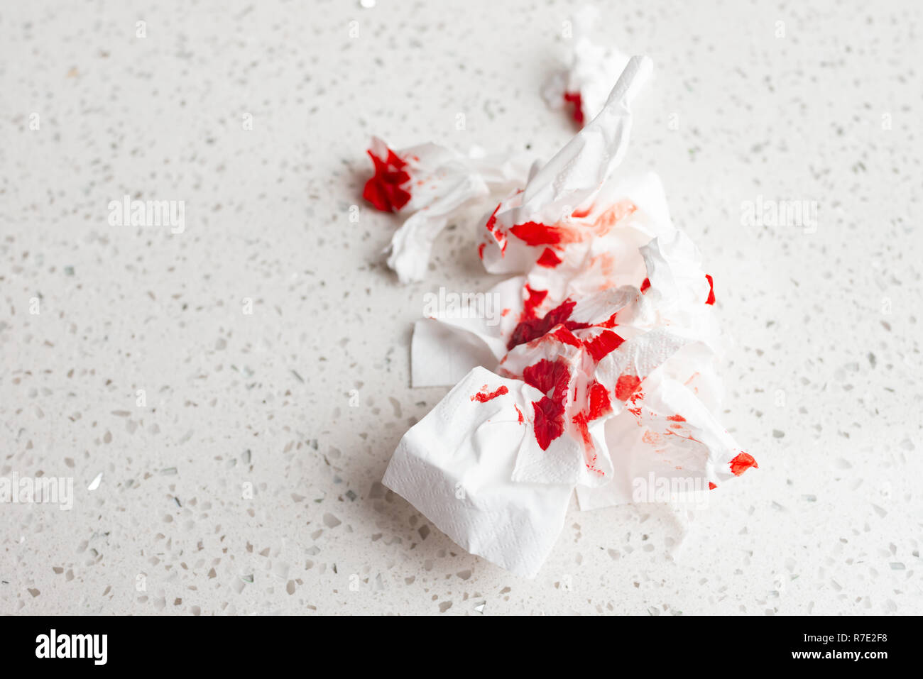 bloody tissue on a white background Stock Photo - Alamy
