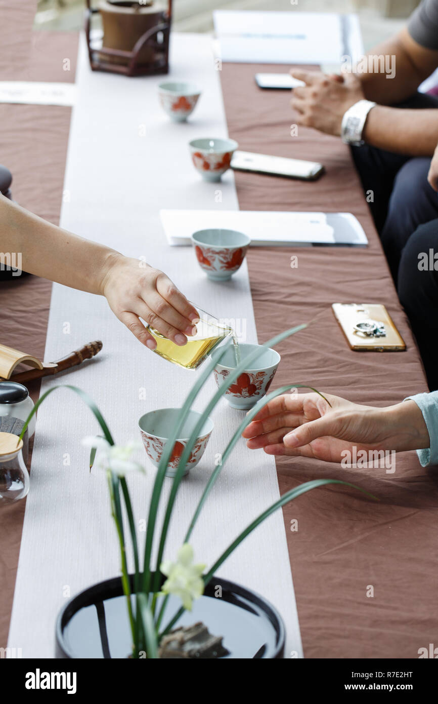 Chinese tea ceremony and tea set Stock Photo - Alamy