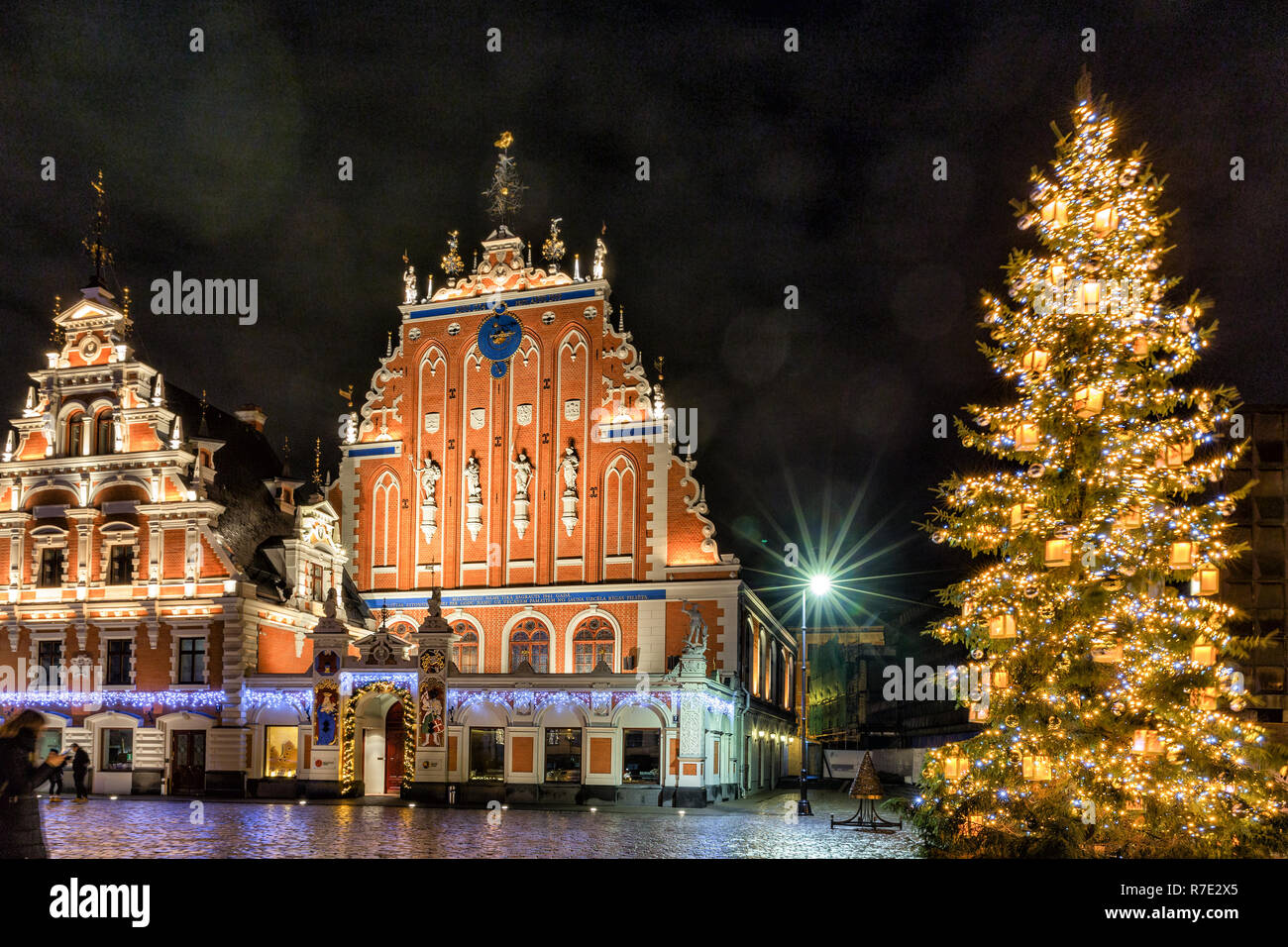 RIGA, LATVIA - DECEMBER 8, 2018: Riga Christmas Tree 2019 with House of ...