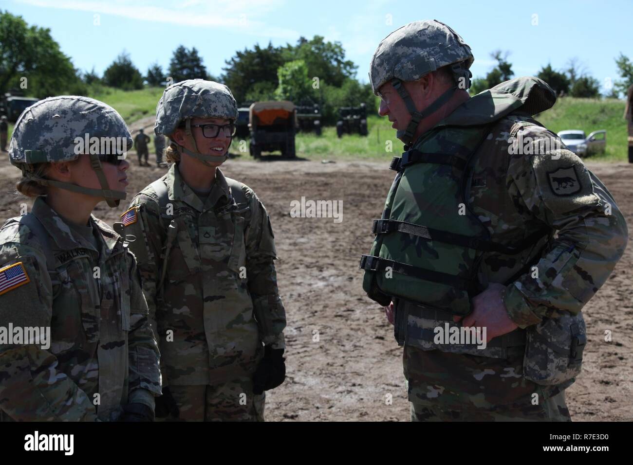 U.S. Army Brig. Gen. Thomas Croymans, Commander of troops, interacts ...