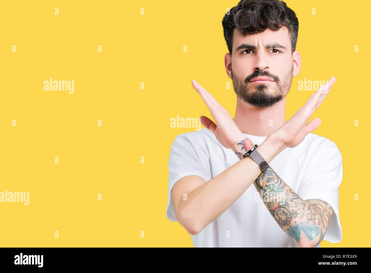 Man cross gesture no white angry hi-res stock photography and images ...