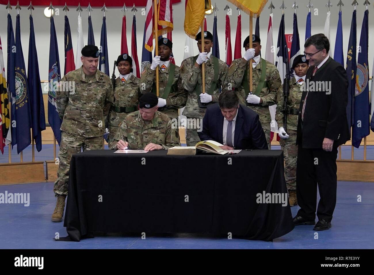 U.S. Army Col. Seth Knazovich, left, commander of the 41st Field ...