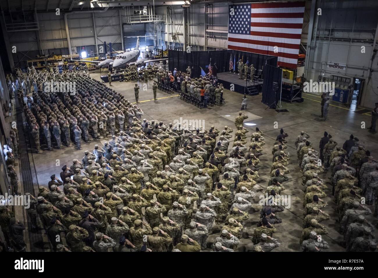 Members of the 137th Special Operations Wing gather for a change of ...