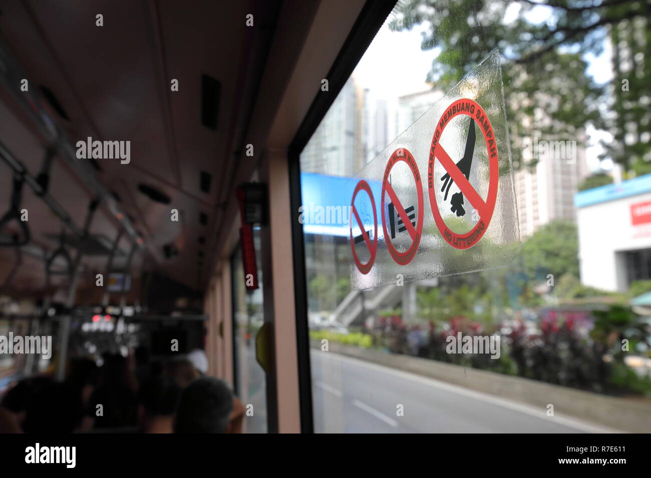 No eating, smoking littering sign on bus in Kuala Lumpur Malaysia Stock ...