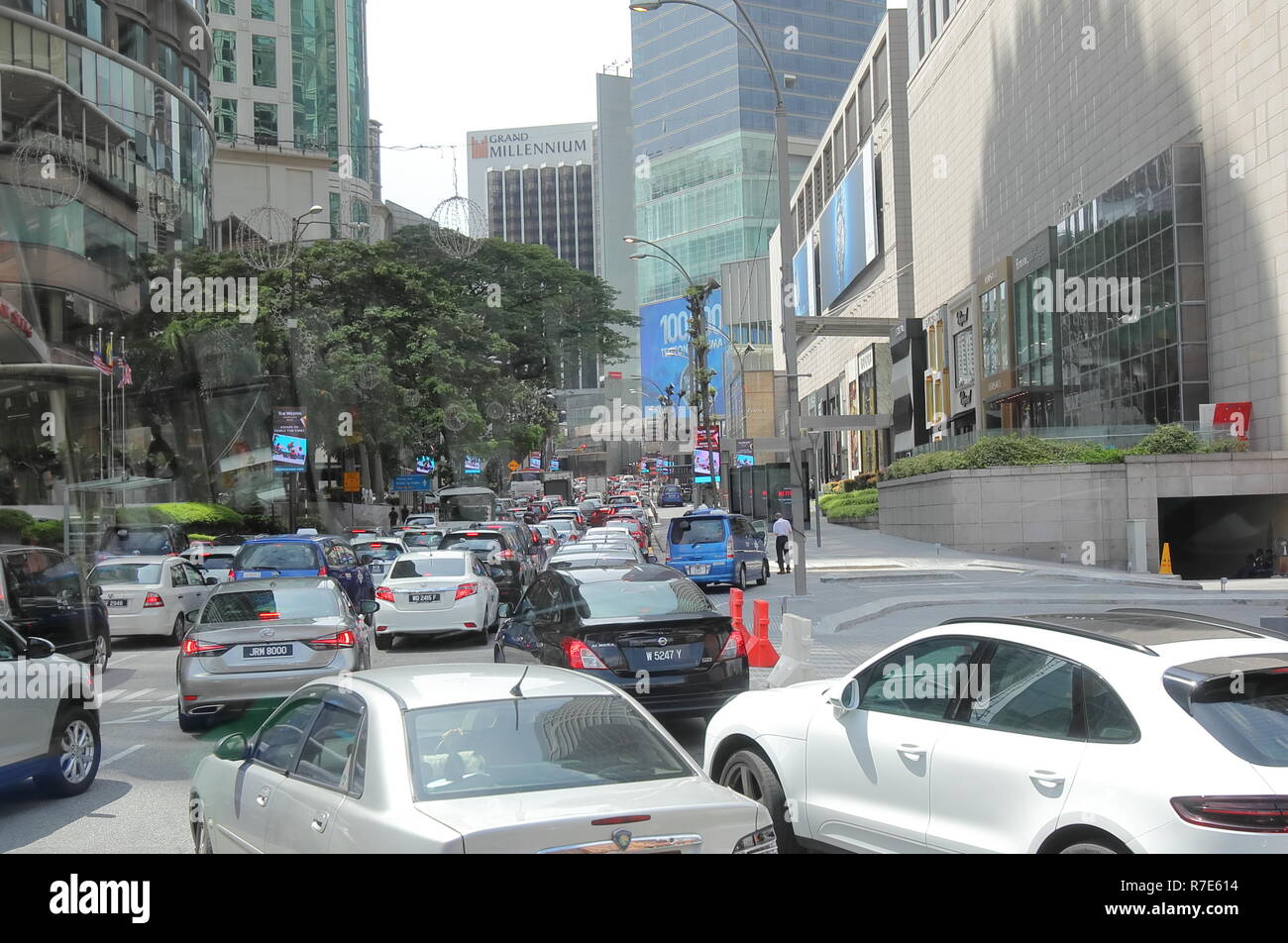 Heavy traffic jam in Bukit Bintang Kuala Lumpur Malaysia Stock Photo ...