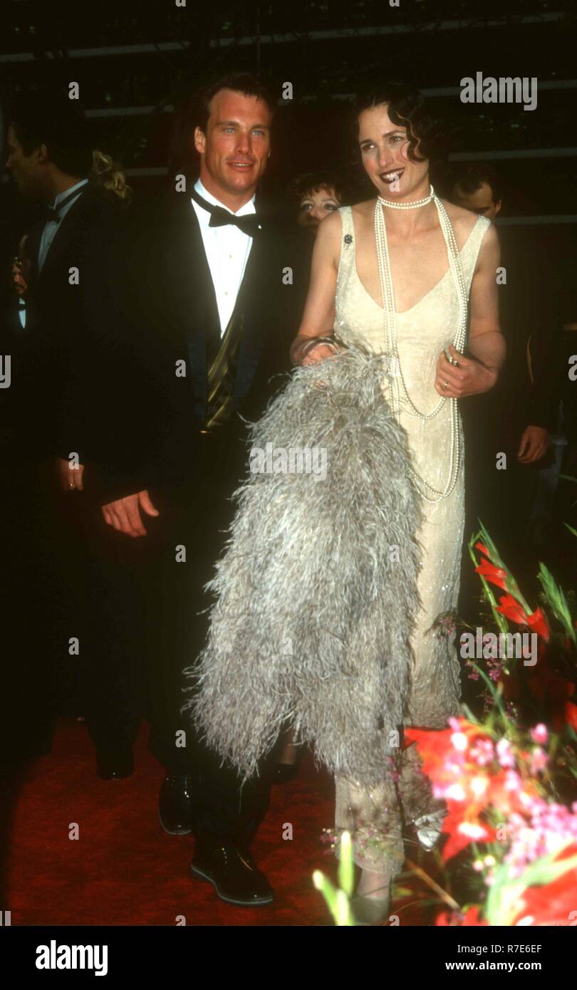 LOS ANGELES, CA - MARCH 29: Actress Andie MacDowell and husband model ...