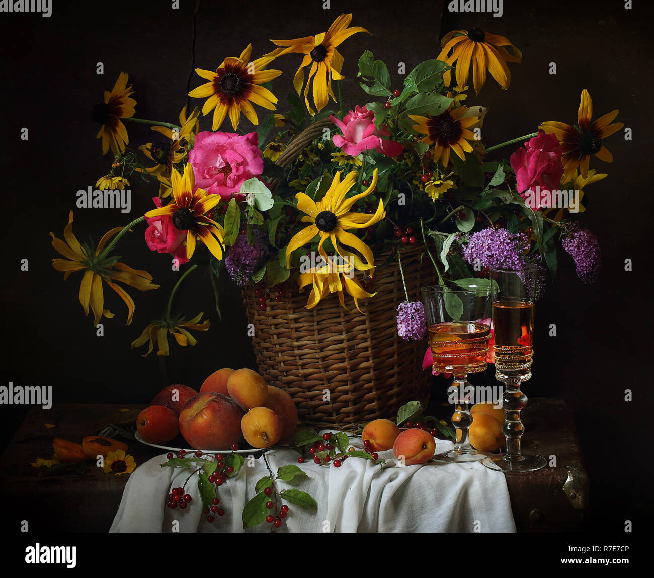 Still life with yellow flowers Stock Photo - Alamy