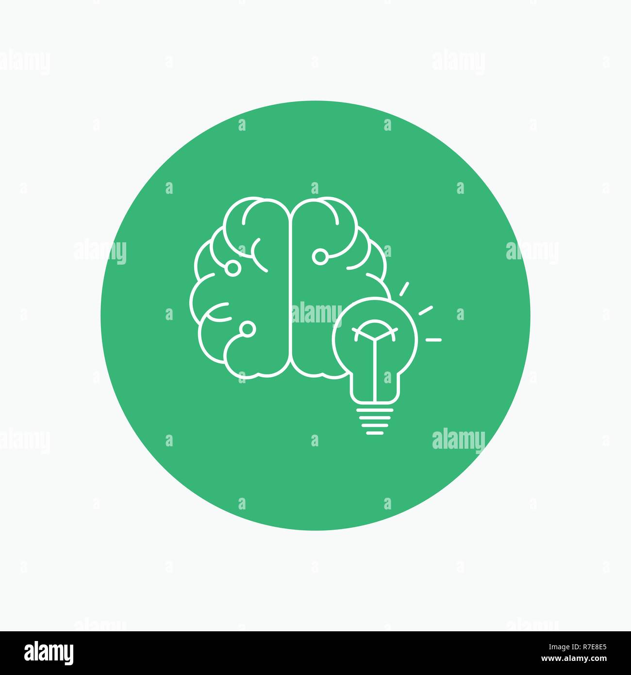 idea, business, brain, mind, bulb White Line Icon in Circle background ...