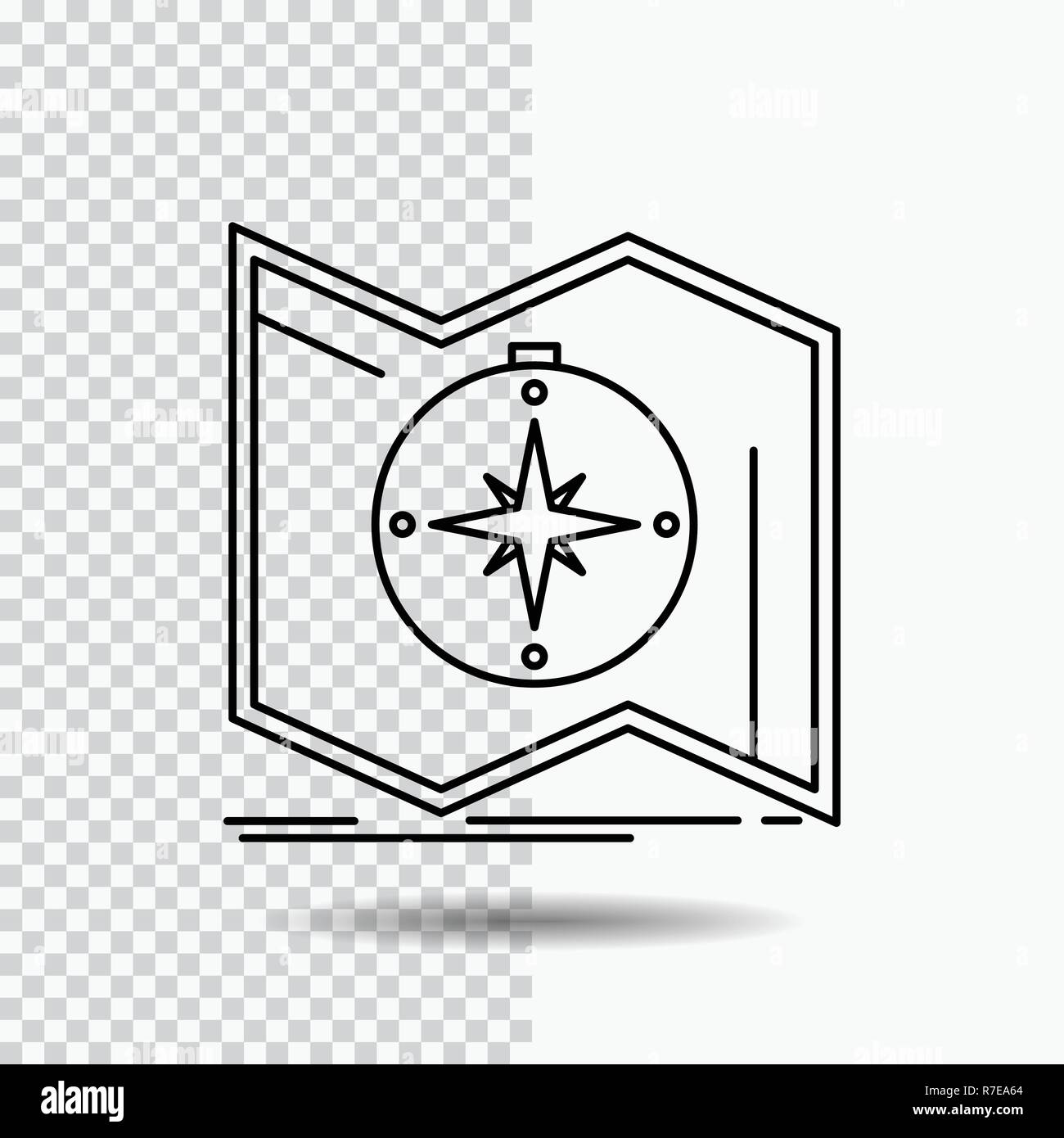 Direction, explore, map, navigate, navigation Line Icon on Transparent ...