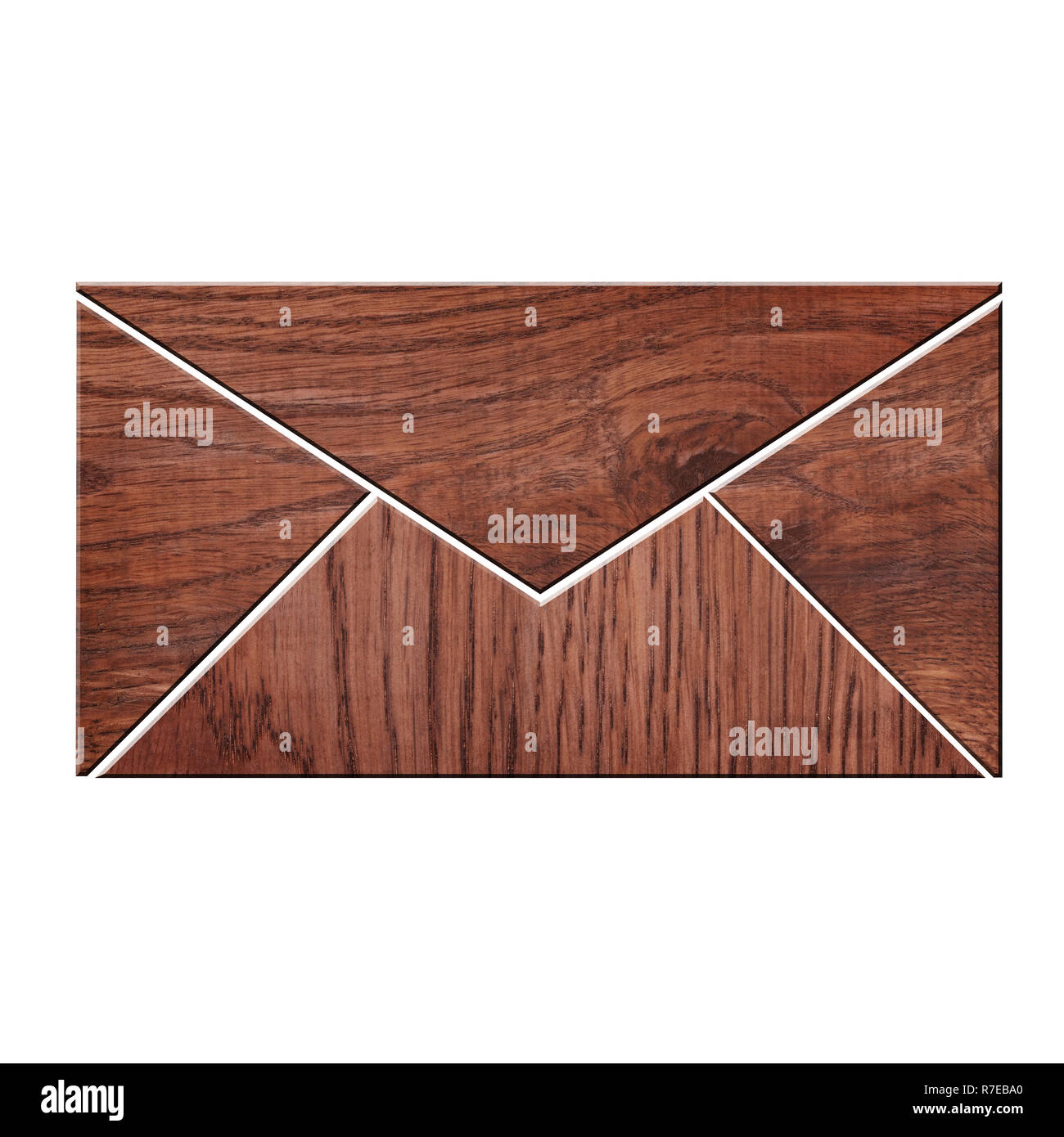 Envelope made of wood isolated on white background Stock Photo - Alamy