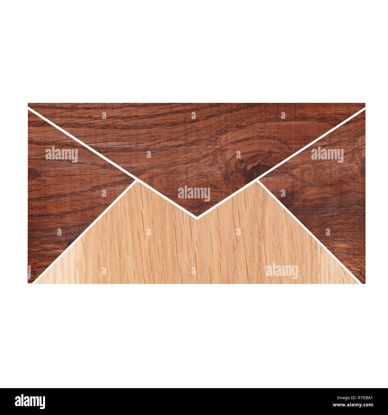 Envelope made of wood isolated on white background Stock Photo - Alamy